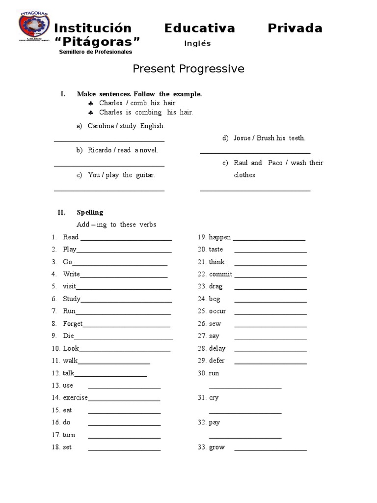 Present Progressive Tenses: An Analysis of Verb Conjugations and ...