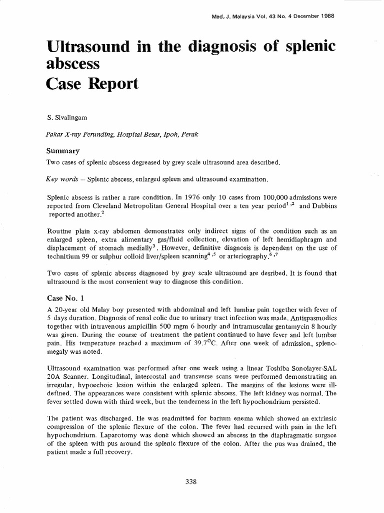 USG Splenic Abscess | PDF | Spleen | Abdomen