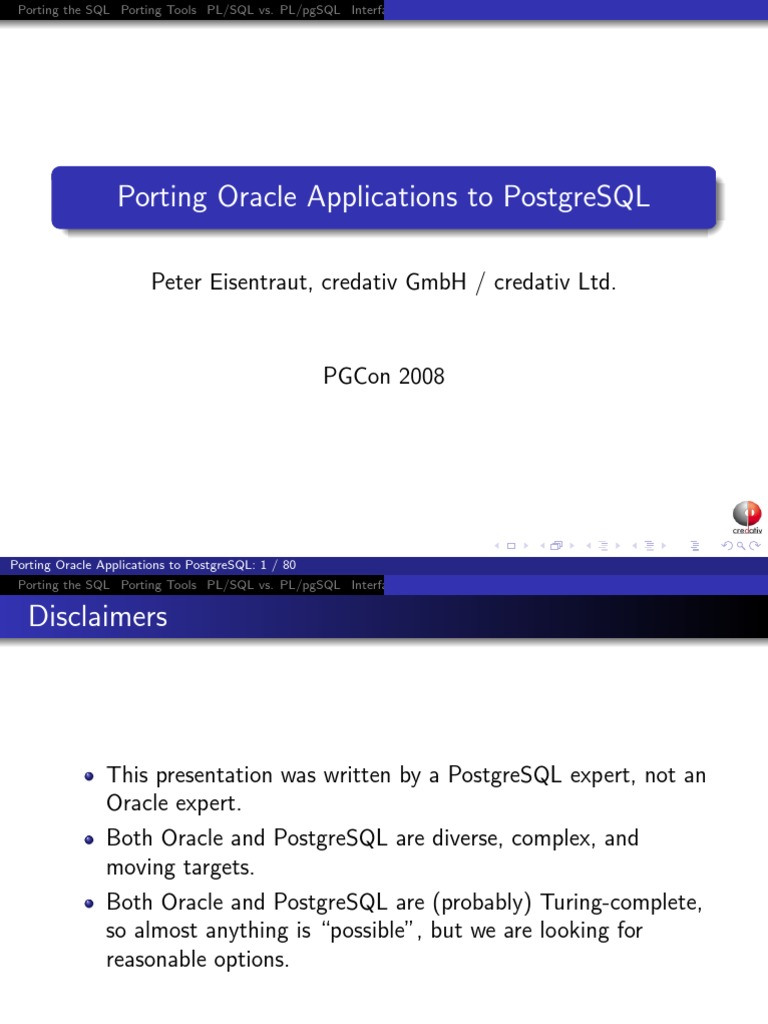 Porting Oracle Applications To Postgresql Pdf Plsql Oracle Database 