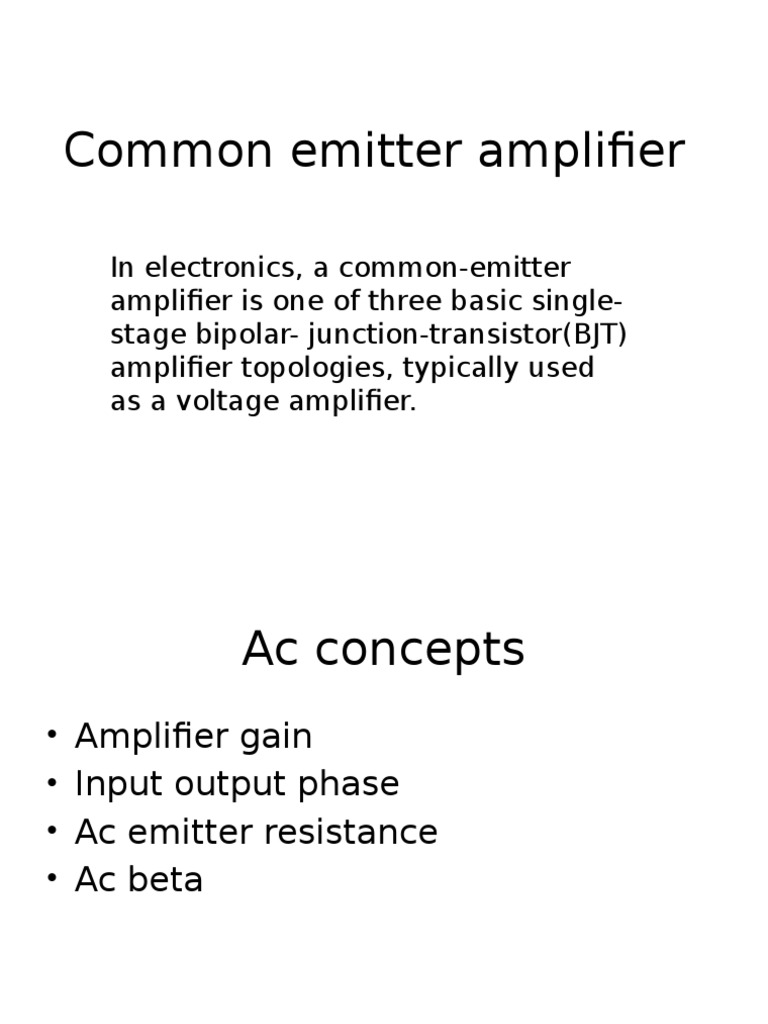 Common Emitter Amplifier | PDF | Bipolar Junction Transistor | Amplifier