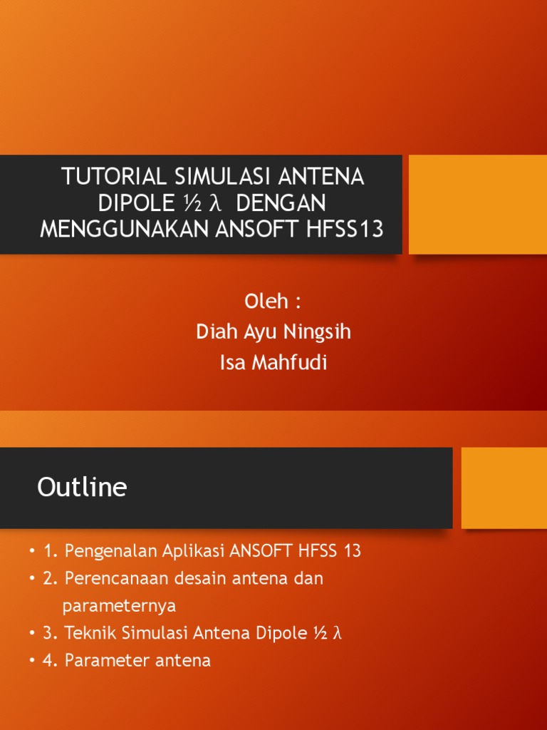 Tutorial Membuat Antena Dipole Dengan Menggunakan Ansoft Hfss13 | PDF | Teknologi & Rekayasa