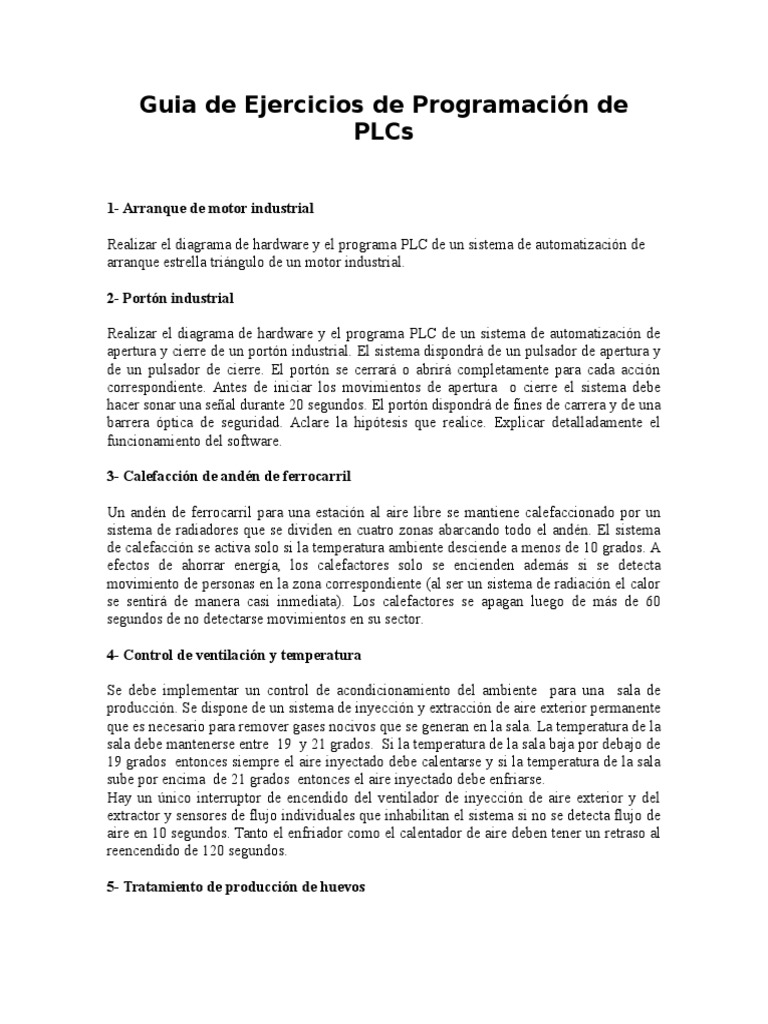 Guia de Ejercicios de ProgramaciÃ N de PLCs | PDF | Caldera | Encendiendo