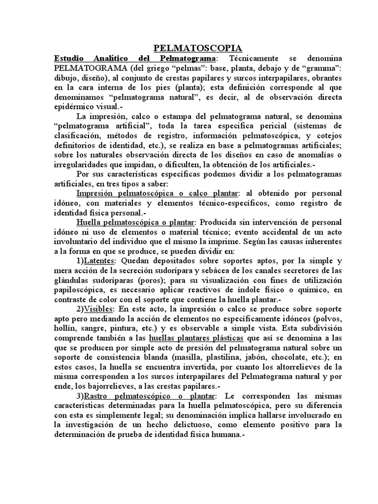 PELMATOS | PDF | Huella dactilar | Pie