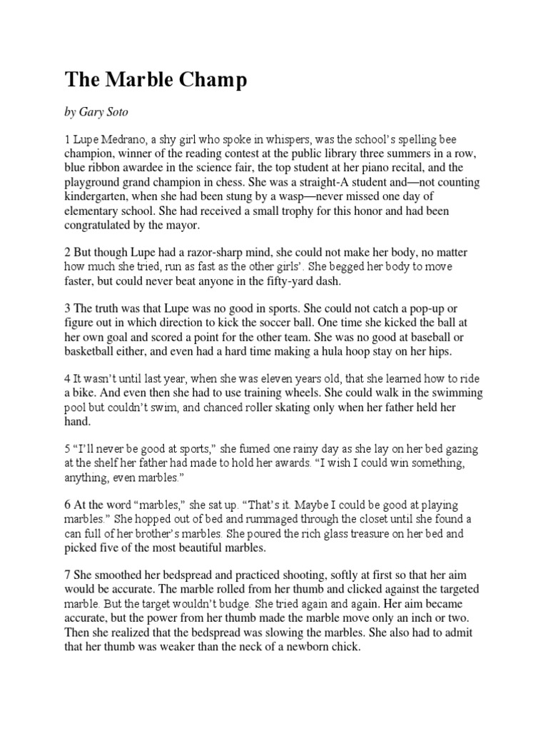 The Marble Champ | PDF | Sports | Leisure