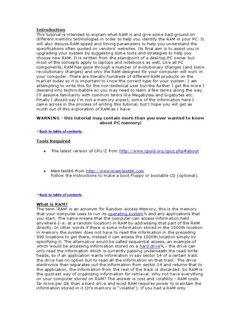 Ram Tutorial | PDF | Random Access Memory | Dynamic Random Access Memory