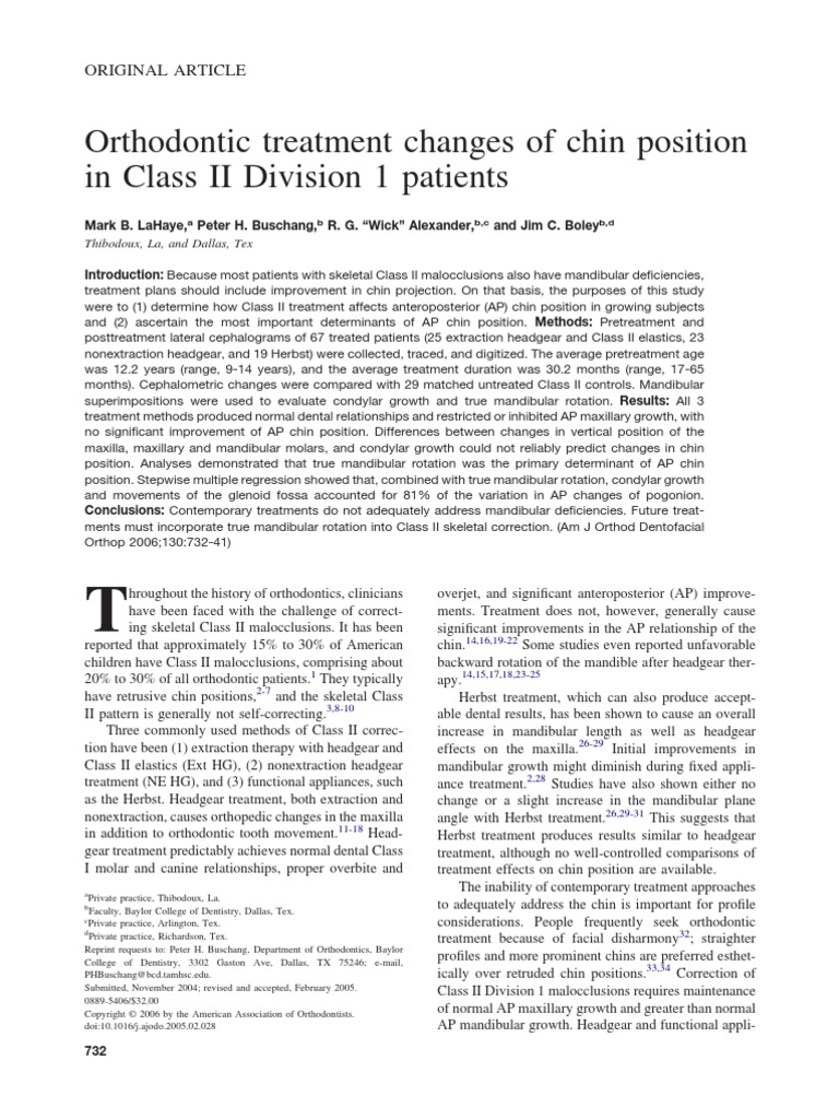 Orthodontic Treatment Changes of Chin Position | PDF | Orthodontics ...