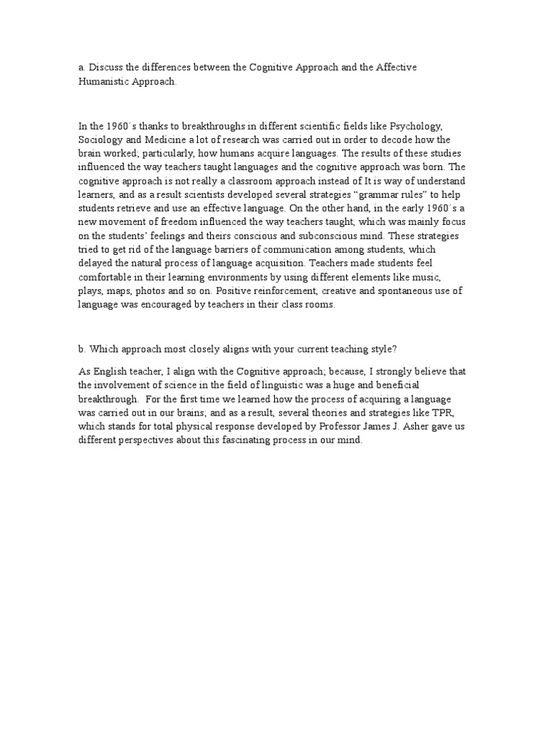 Affective vs. Cognitive Language Teaching | PDF