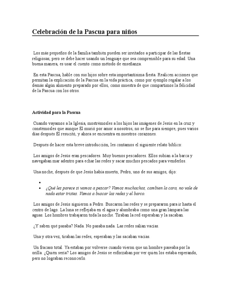 Pascua Infantil: Relato y Actividades | PDF | Pascua de Resurrección ...