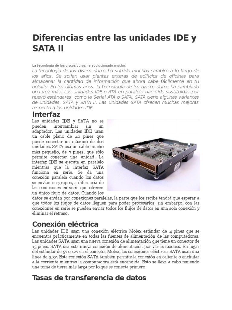 Diferencias Entre Las Unidades IDE y SATA II | Electrónica digital ...