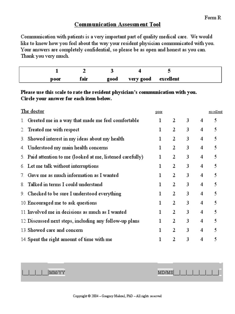 Communication Assessment Tool | PDF