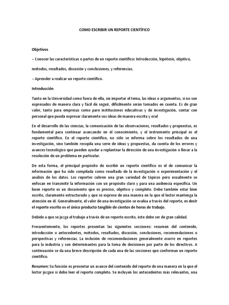 Como Escribir Un Reporte Científico | PDF | Método científico | Science