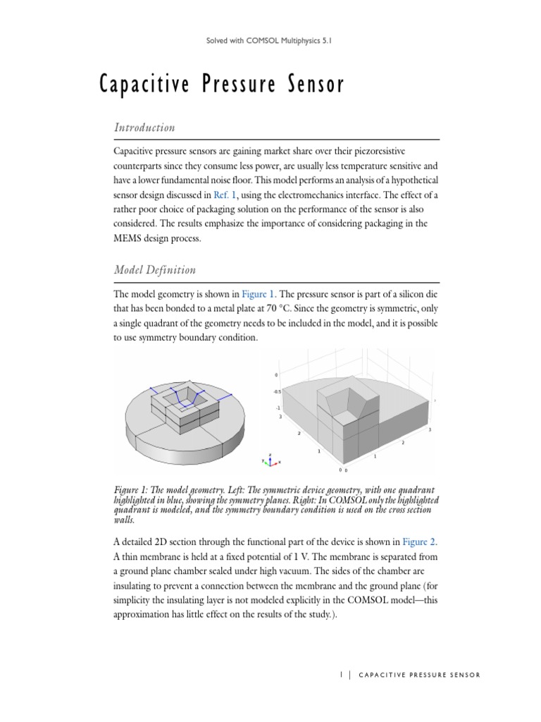 COMSOL Models.mems.Capacitive Pressure Sensor | Capacitor | Linear ...