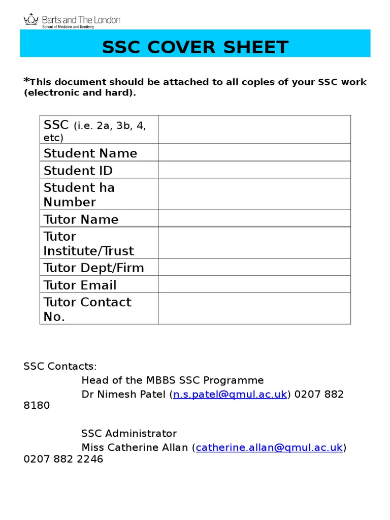 SSC Cover Sheet | PDF