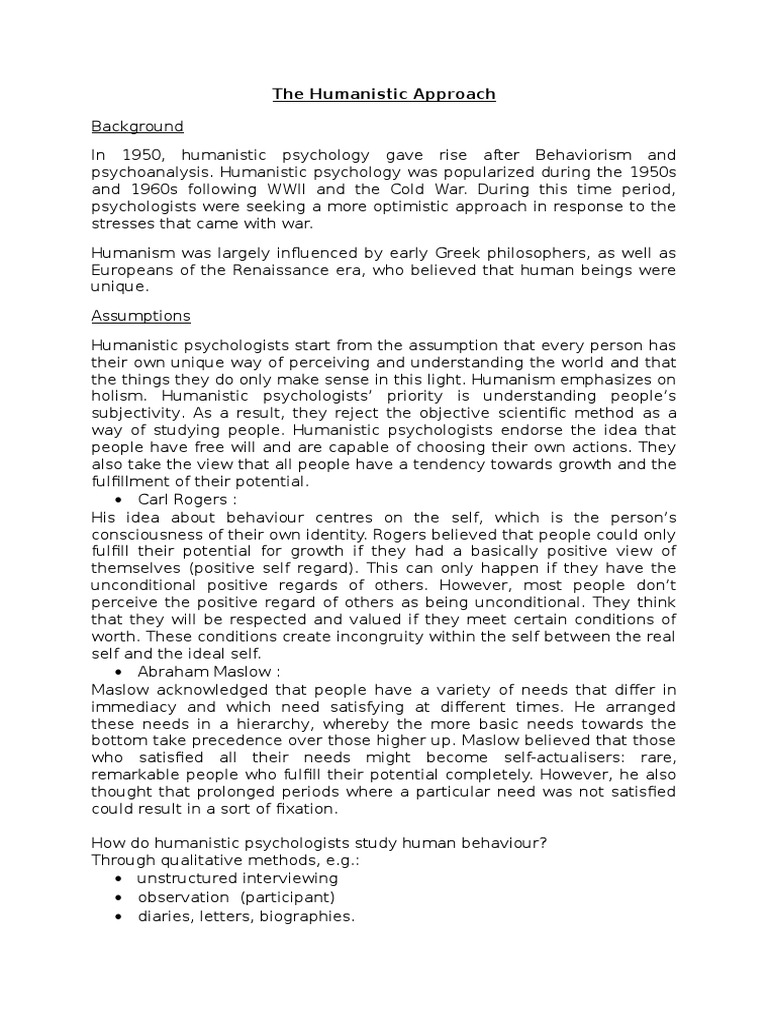 The Foundations of Humanistic Psychology: An Overview of its Key ...