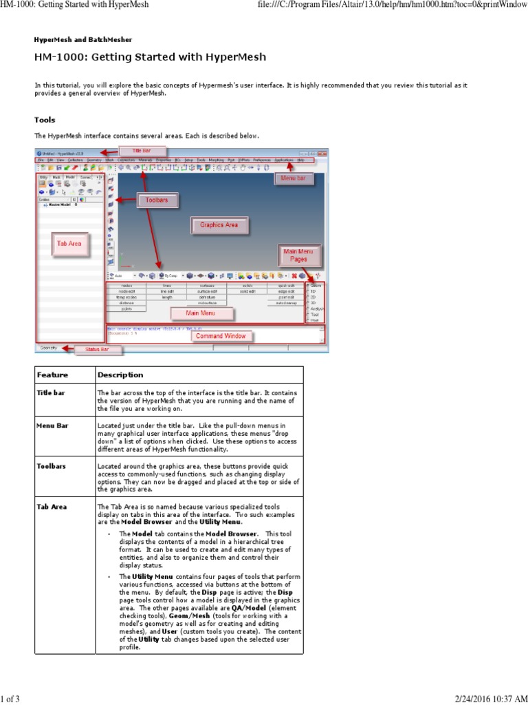 Hm-1000: Getting Started With Hypermesh: Tools | PDF | Tab (Gui) | Graphical User Interfaces
