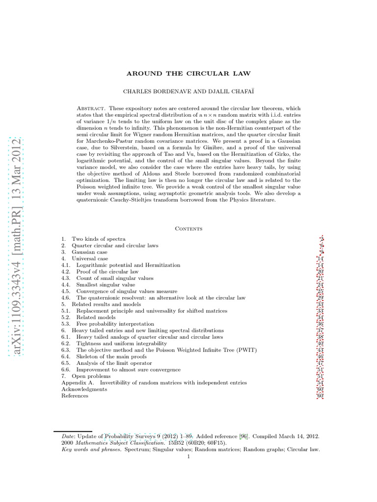 Understanding the Circular Law | PDF | Matrix (Mathematics ...