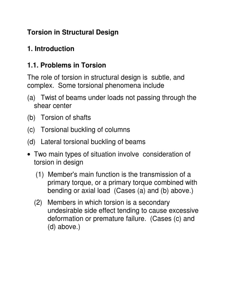 Torsion in Structural Design | PDF | Bending | Buckling