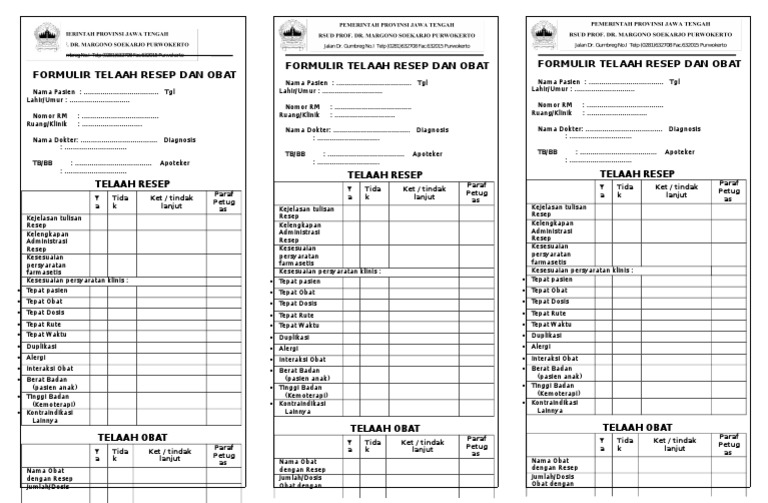 Form Telaah Resep & Telaah Obat-New Banget | PDF
