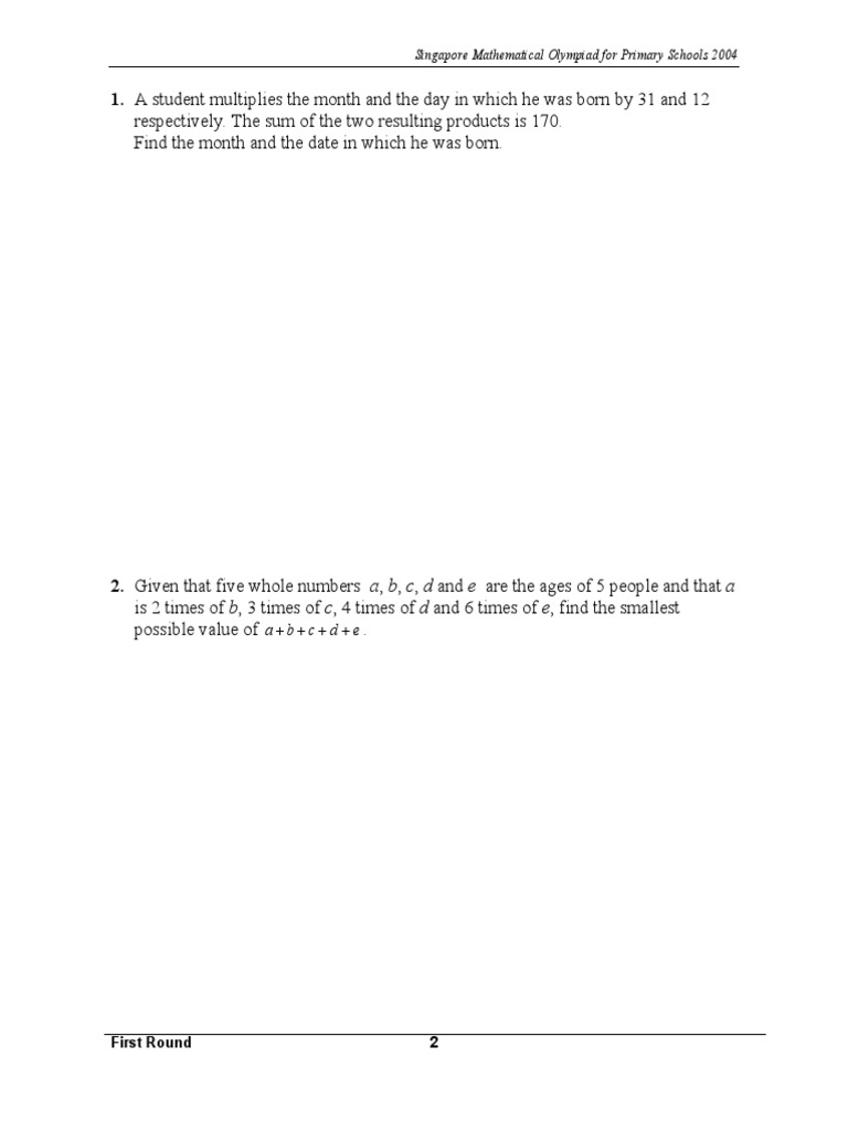 APMOPS 2004 First Round | PDF | Speed | Triangle