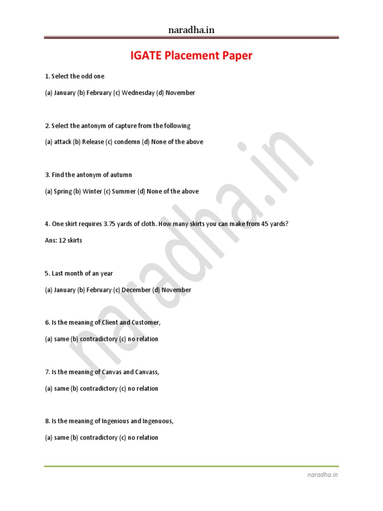 IGATE Placement Paper Questions and Answers | PDF | C (Programming Language) | Pointer (Computer ...