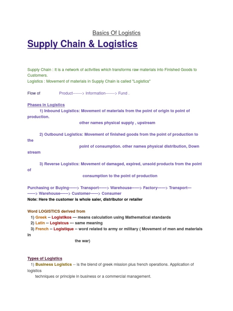 Basics of Logistics | PDF | Cargo | Containerization