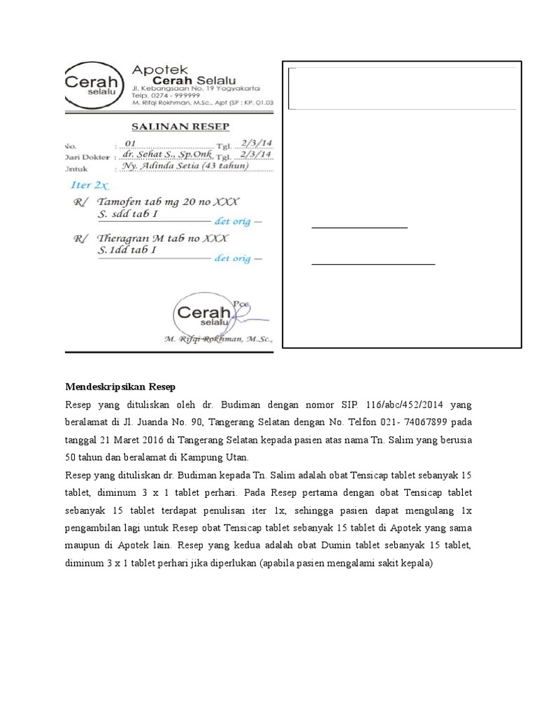 Contoh Resep Obat dari Dokter Budiman | PDF | Pengembangan Diri ...