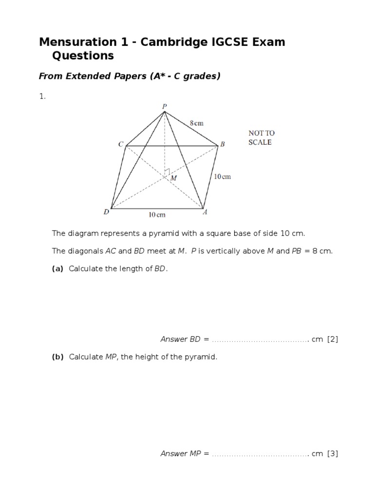 Igcse Maths Mensuration Ext Exam Qus Nov2010 Avg Pdf
