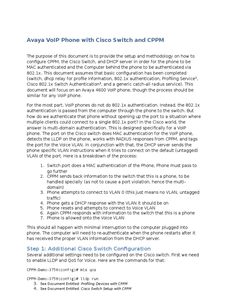 Avaya VoIP Phone With Cisco Switch and CPPM | PDF | Networks | Internet Architecture