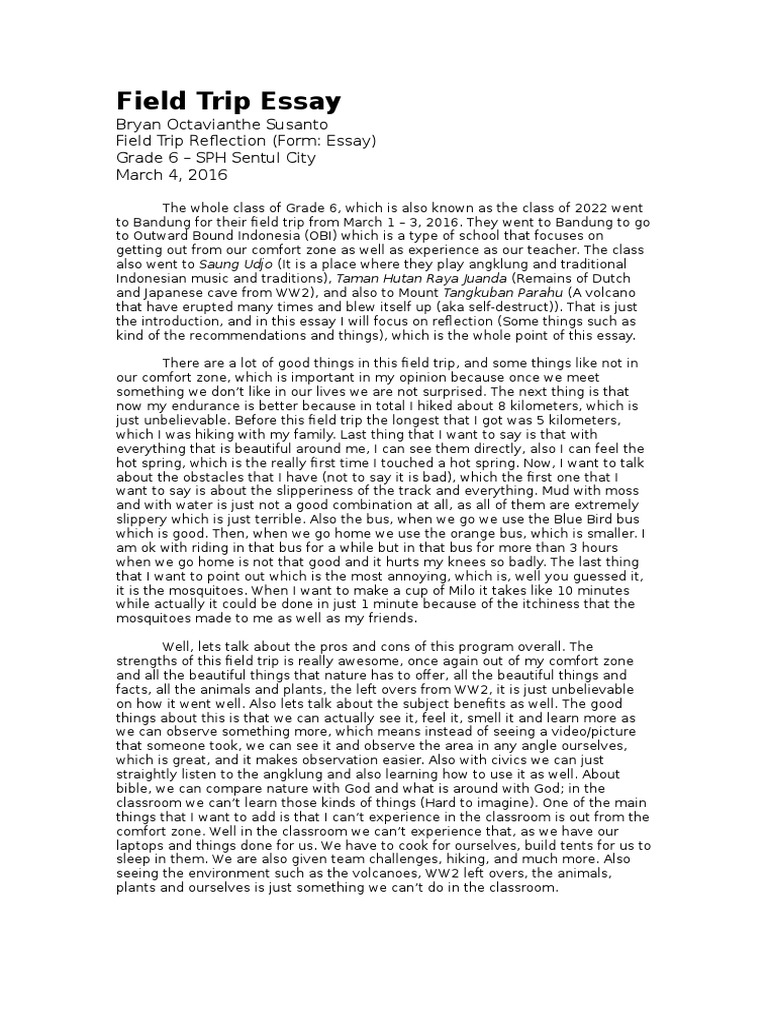 Field Trip Essay | PDF | Language Arts & Discipline