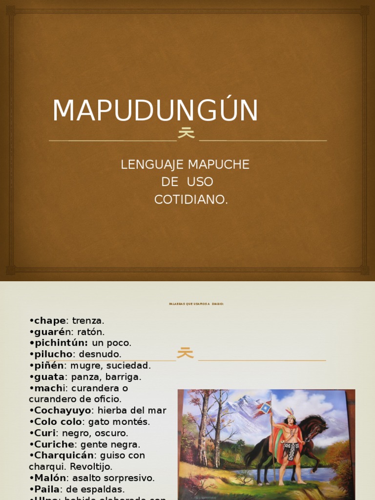 Mapudungún: palabras cotidianas del idioma mapuche | PDF