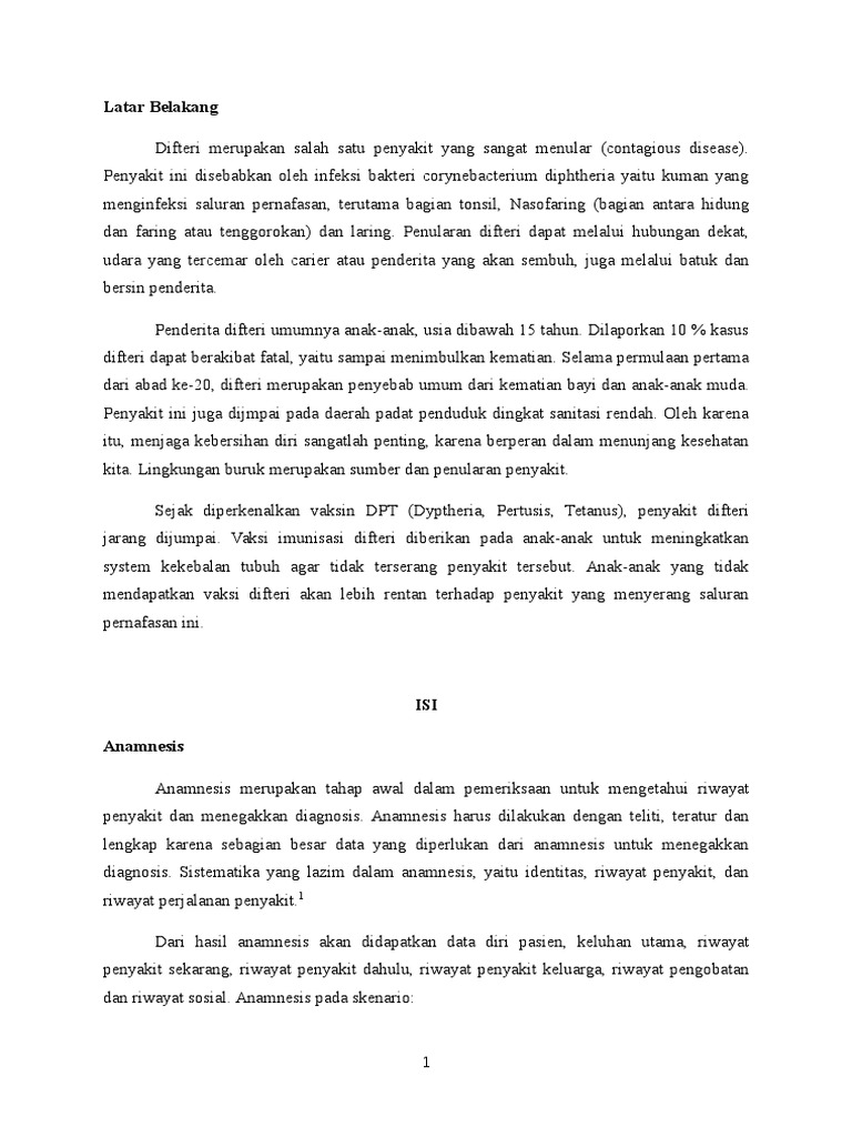 Makalah Blok 18 - Difteri Tonsil Faring Yang Terjadi Pada Anak | PDF