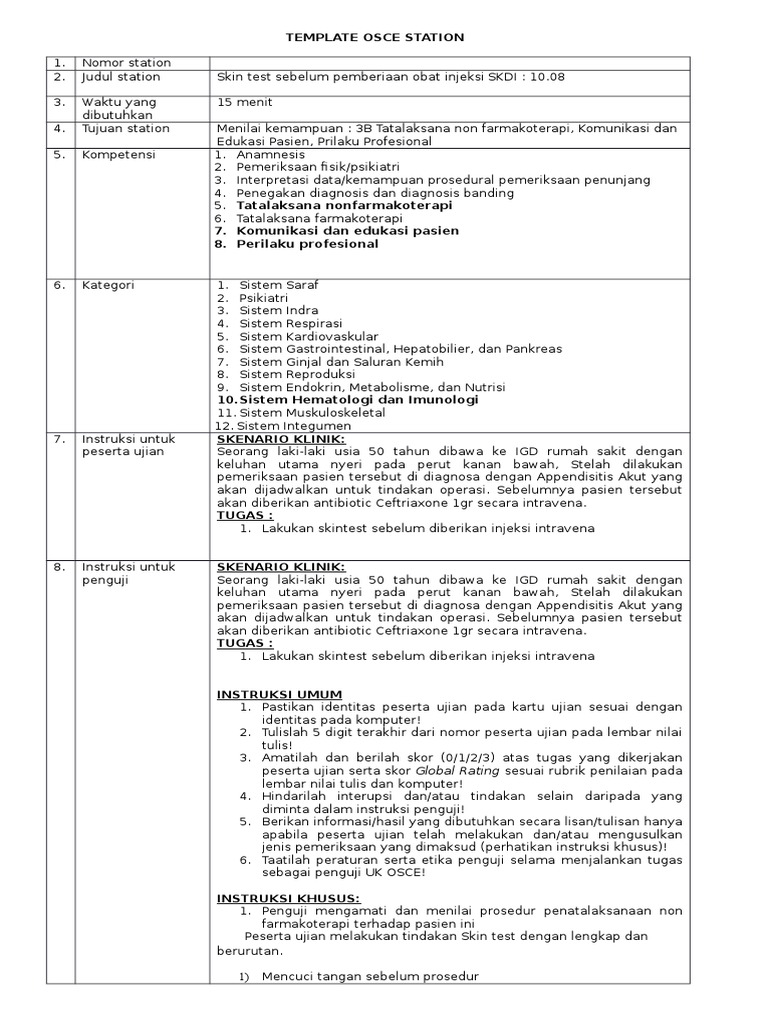 Skin Test Sebelum Pemberiaan Obat Injeksi (4A) | PDF
