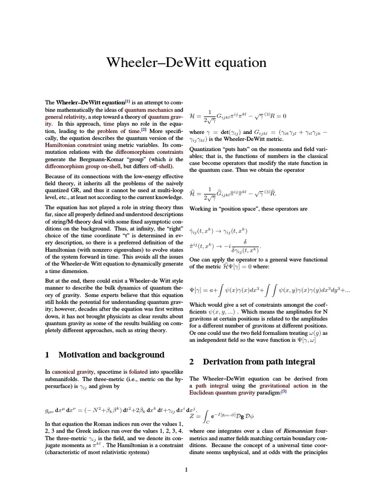 Understanding the Wheeler–DeWitt Equation | PDF | Epistemology Of ...
