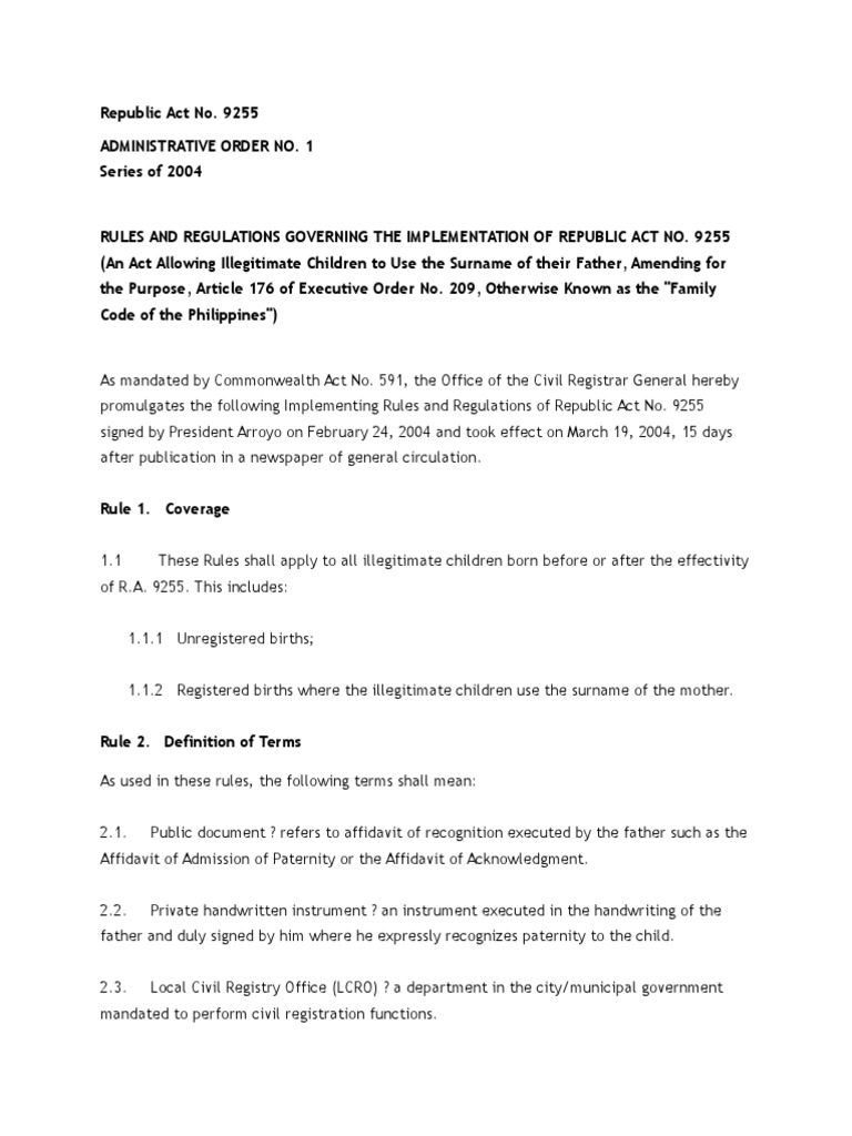 RA 9255 Birth Registration | PDF | Birth Certificate | Justice