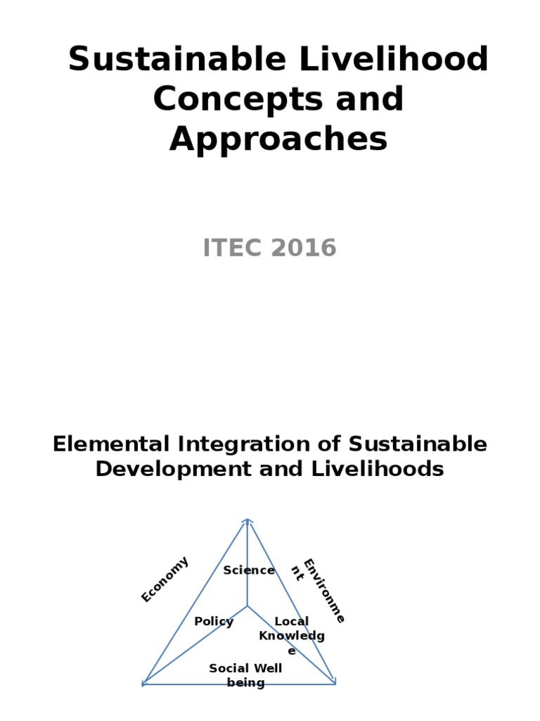 Livelihood - Concepts & Approaches | PDF | Resource | Sustainability