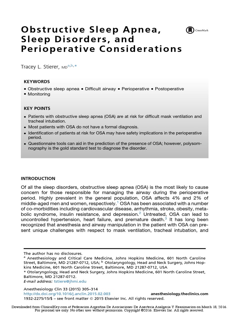 SAHOS y Anestesia | PDF | Sleep Apnea | Snoring