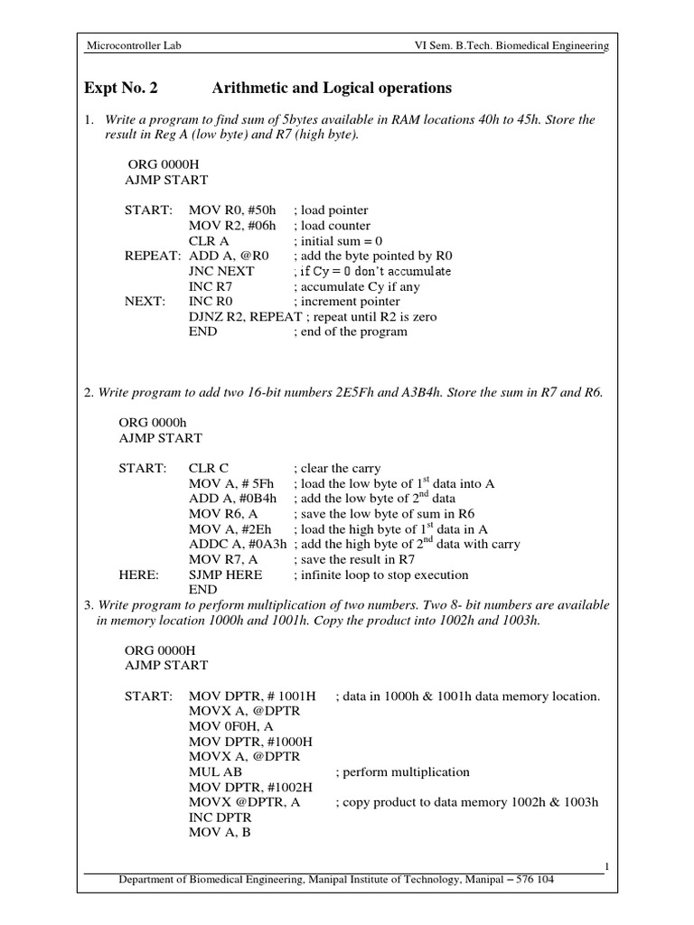 MC Lab - EXP2 | PDF | Division (Mathematics) | Pointer (Computer Programming)