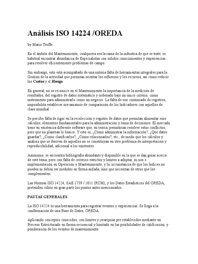 Análisis ISO 14224 | PDF | Toma de decisiones | Software