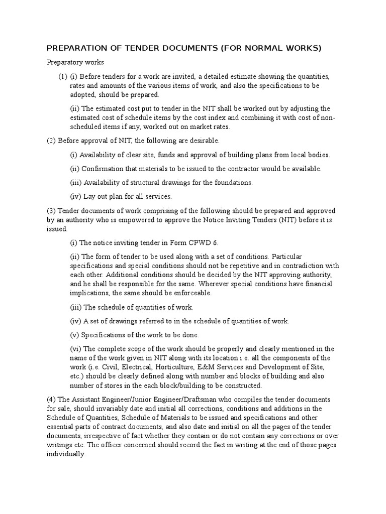 Tender Document Preparation Guide | PDF | Specification (Technical ...