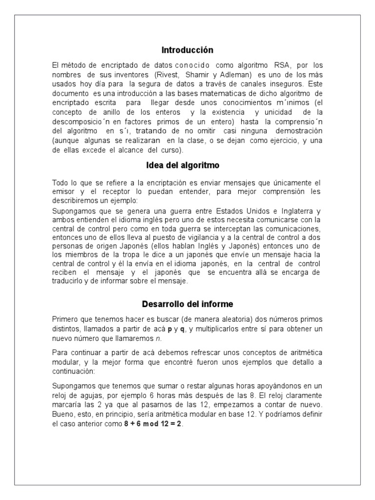 Algoritmo Rsa Número Primo Criptografía