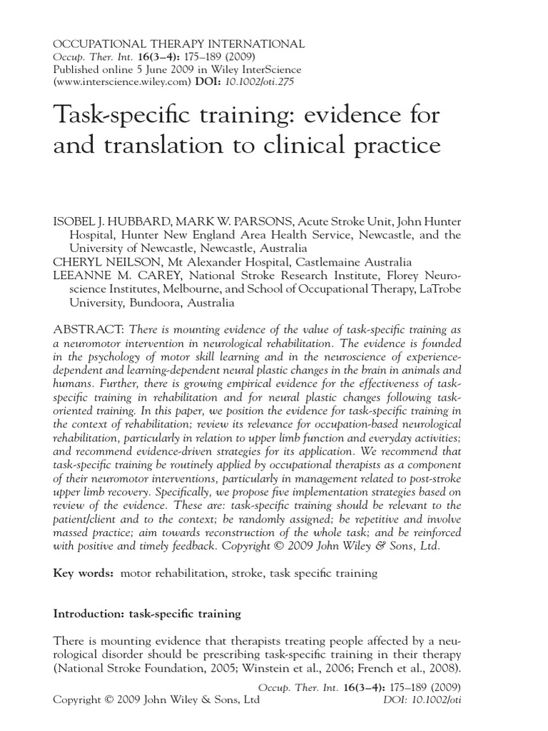 Task-Specific Training | PDF | Neuroplasticity | Physical Therapy