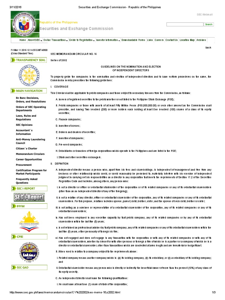 Securities and Exchange Commission - Republic of The Philippines | PDF ...