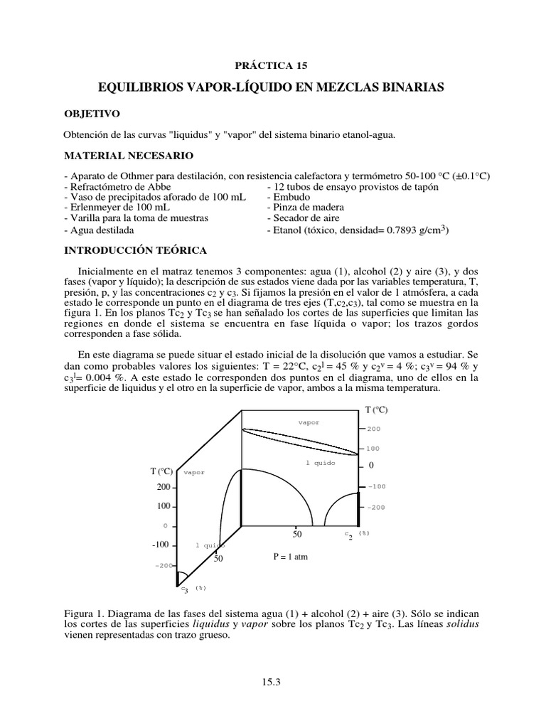 Equilibrio Liquido Vapor Mezclas Binarias | PDF | Destilación | Agua