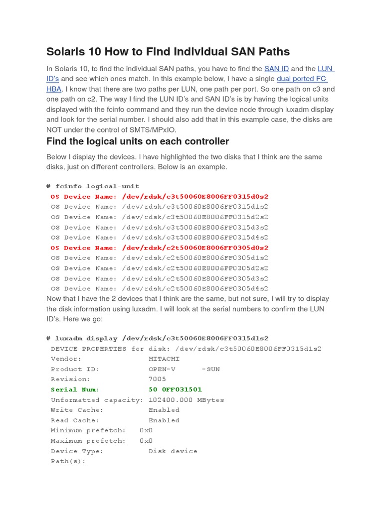 Solaris 10 How To Find Individual SAN Paths | PDF | Software | Digital ...