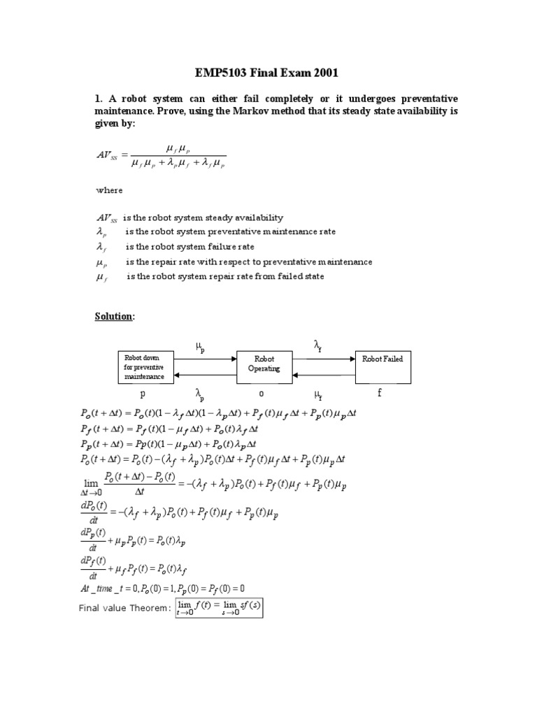 Reliability Final Exam Solutions | PDF | Reliability Engineering | Systems Science