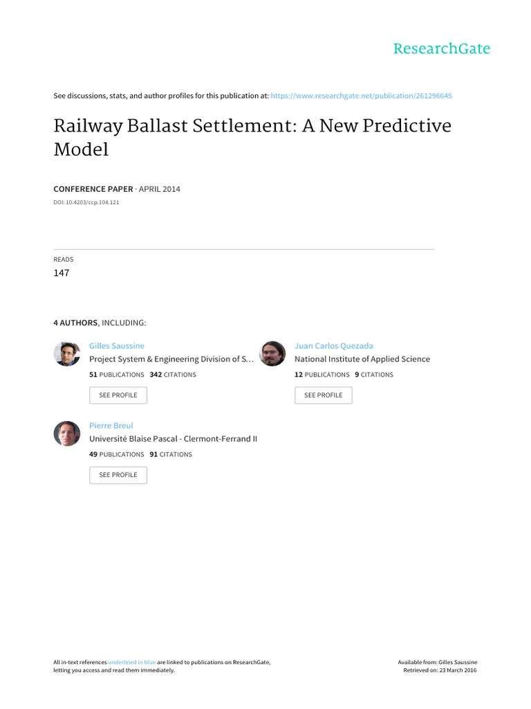 Railway2014 A New Predictive Model | PDF | Coefficient Of Variation ...