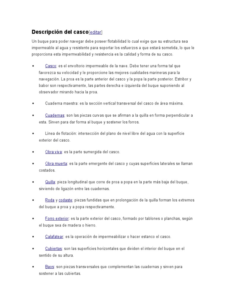 Partes y estructura de un barco | PDF | Barcos | Construcción naval