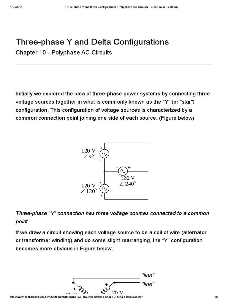 Three-Phase Y and Delta Configurations - Polyphase AC Circuits ...