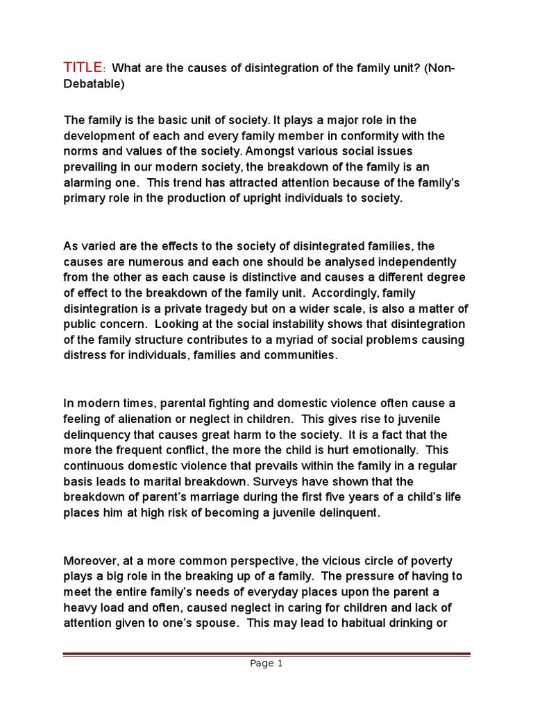 What Are The Causes of Family Disintegration? | PDF | Family | Marriage