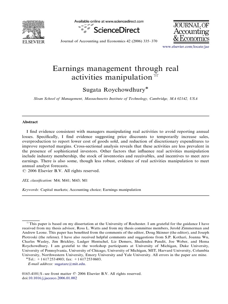 Real Earnings Management Evidence | PDF